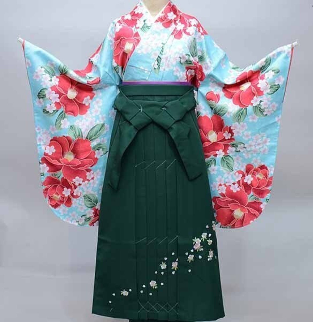 Furisode Kimono & Hakama , Jyuban, Furisode Blue, Womens Kimono ...