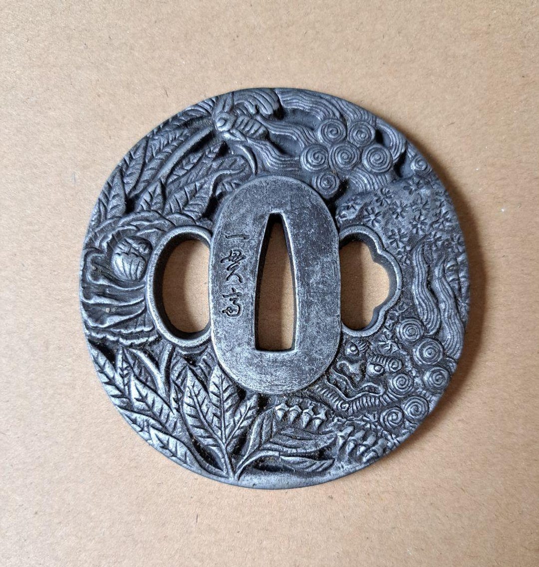 TSUBA, Samurai Sword, Sword Guard, Wave, Koshirae, Katana, Wakizashi ...