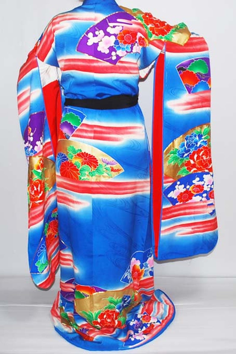 Furisode Furisode Kimono Blue Uchikake Wedding Kimono Blue - Etsy