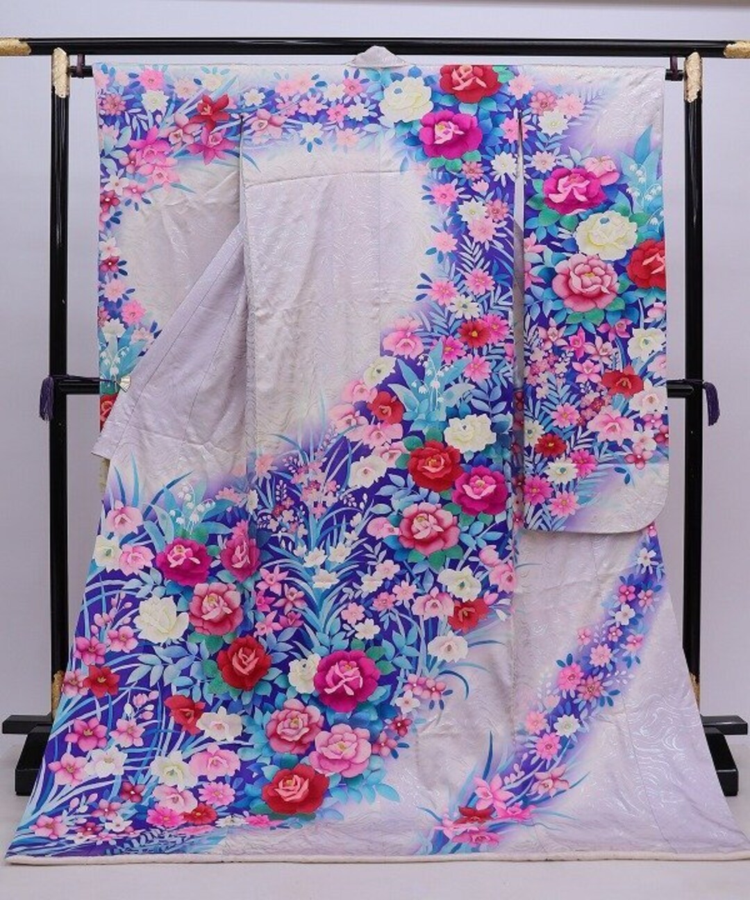 Vintage Authentic Kimono, Purple Furisode Kimono, Purple Furisode ...