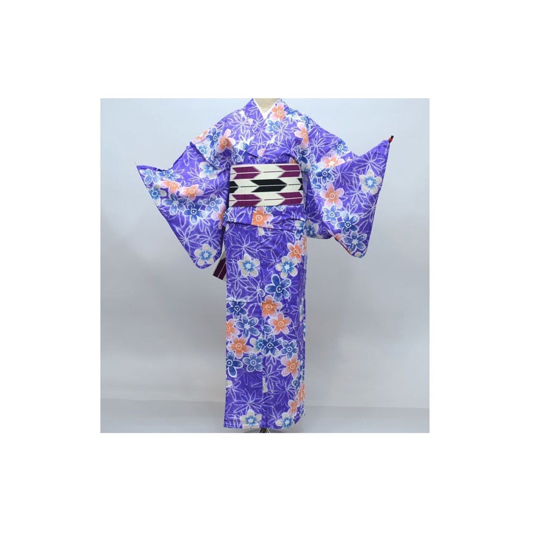Purple Yukata Cotton Kimono Authentic Japanese Robe, Yukata From Japan ...