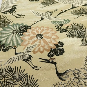 Antique Obi W/ Crane Bird Ivory Obi Silk Obi Belt Vintage - Etsy