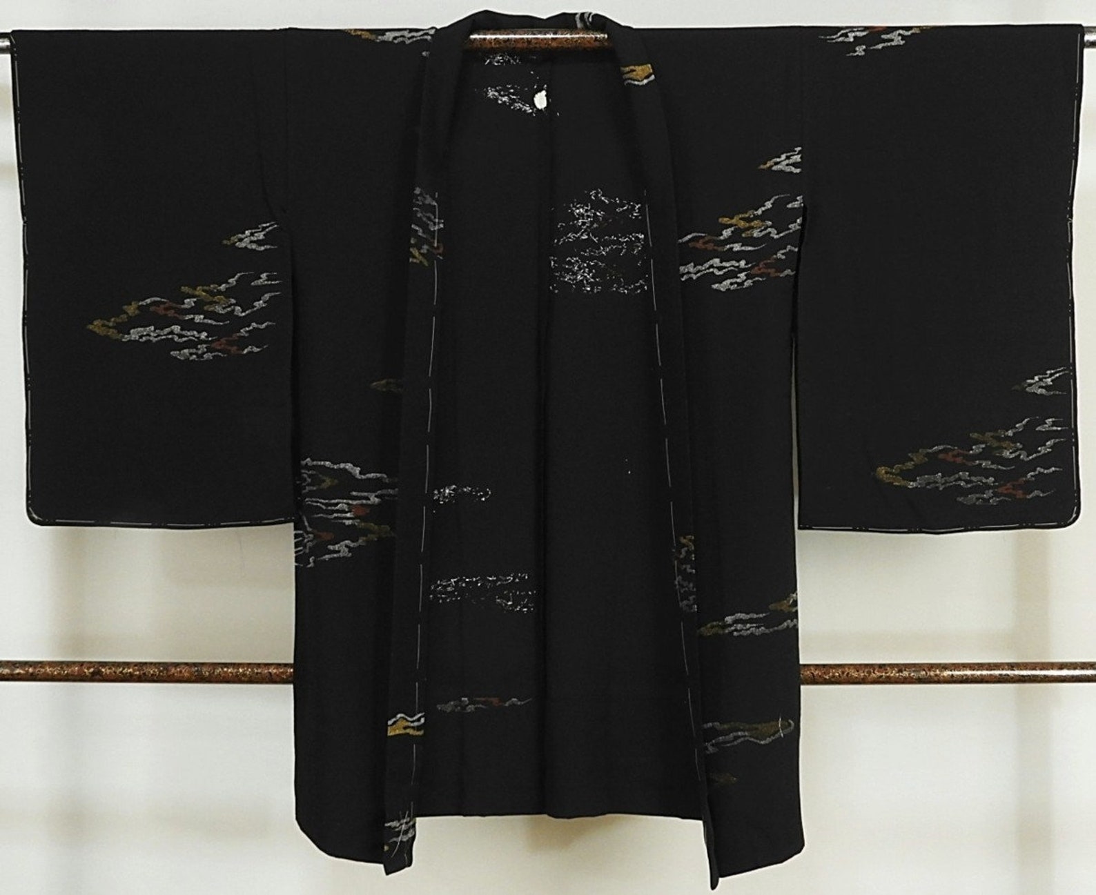 Haori Kimono, Silk Haori Kimono, Black Haori Silk, Short Kimono Jacket ...
