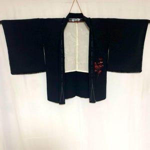 Black Haori Kimono, Silk Haori Kimono, Black Haori Silk, Short Kimono ...