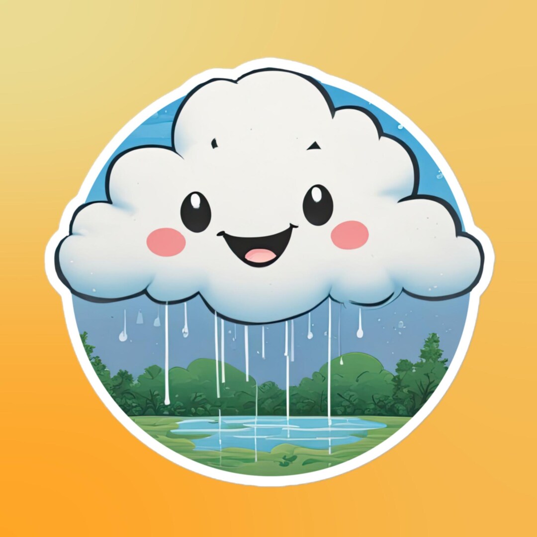 Cute Happy Rain Cloud Sticker - Etsy