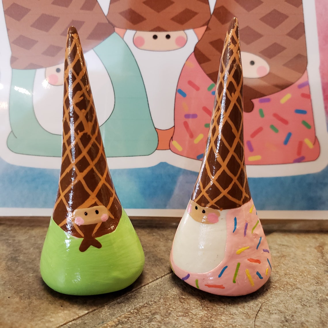 1 Small Cute Clay Gnome Travel Buddy Companion Worry Stone - Etsy