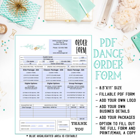 Stationery Sports Daycare Photography Sales Order Form Template Pre ...