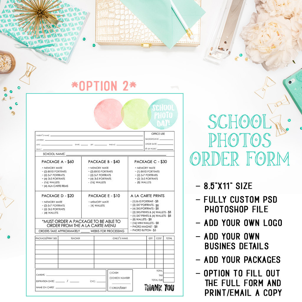 School - Preschool - Daycare Photography Order Form Template Available ...
