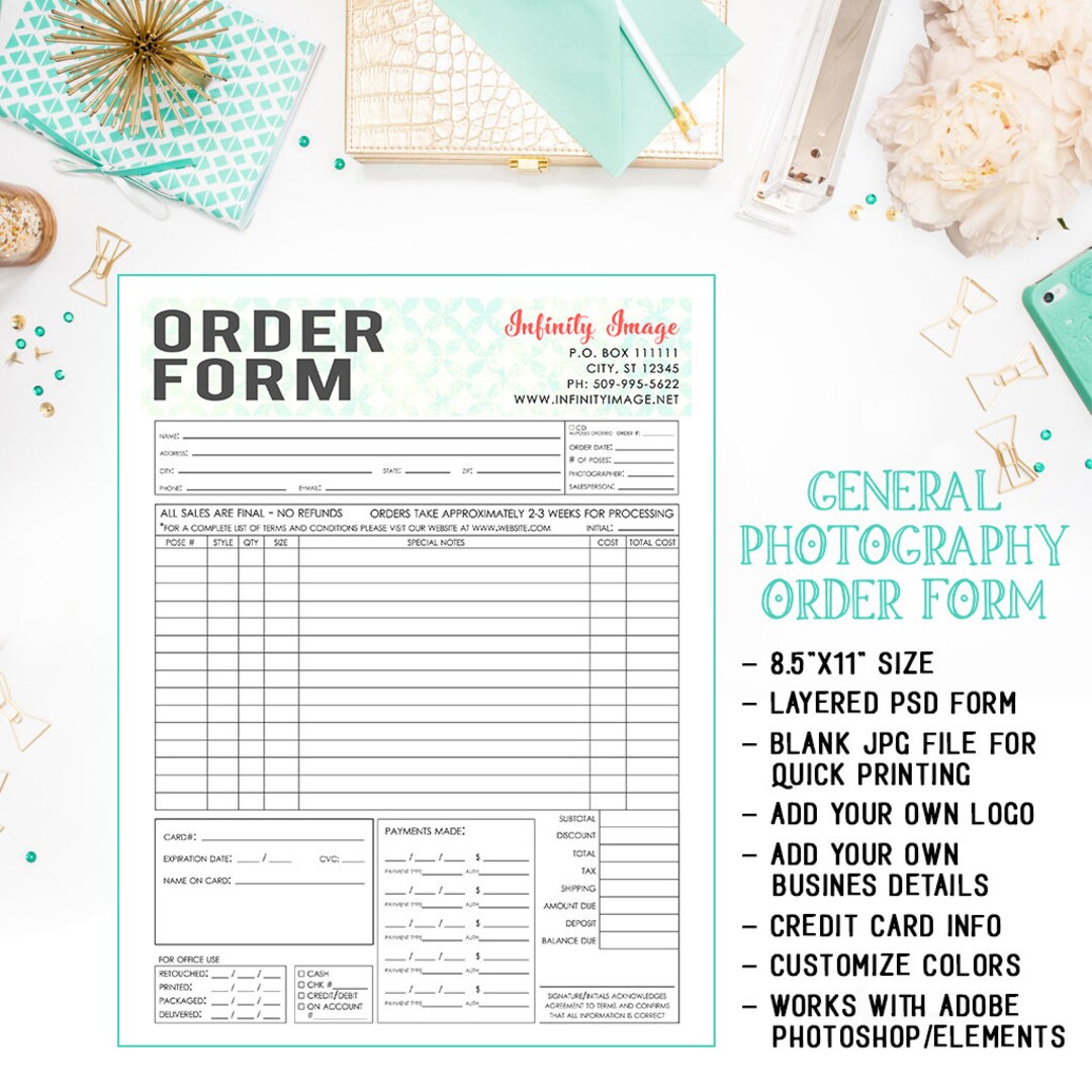 General Photography Sales Order Form Template Available for Immediate ...