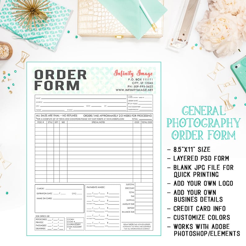 General Photography Sales Order Form Template Available for Immediate ...