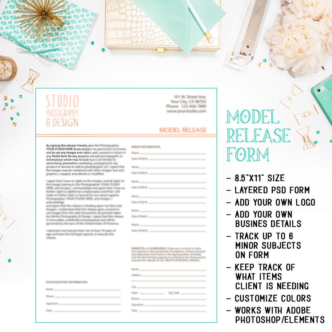 Photography Model Release Form for Portrait Photographers Available for ...
