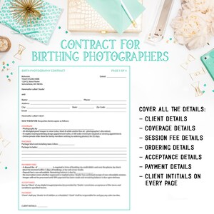 Birth Photography Contract Template for Portrait Photographer Available ...