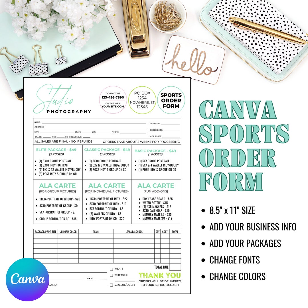 School or League Sports Photography Order Form Available for Immediate ...