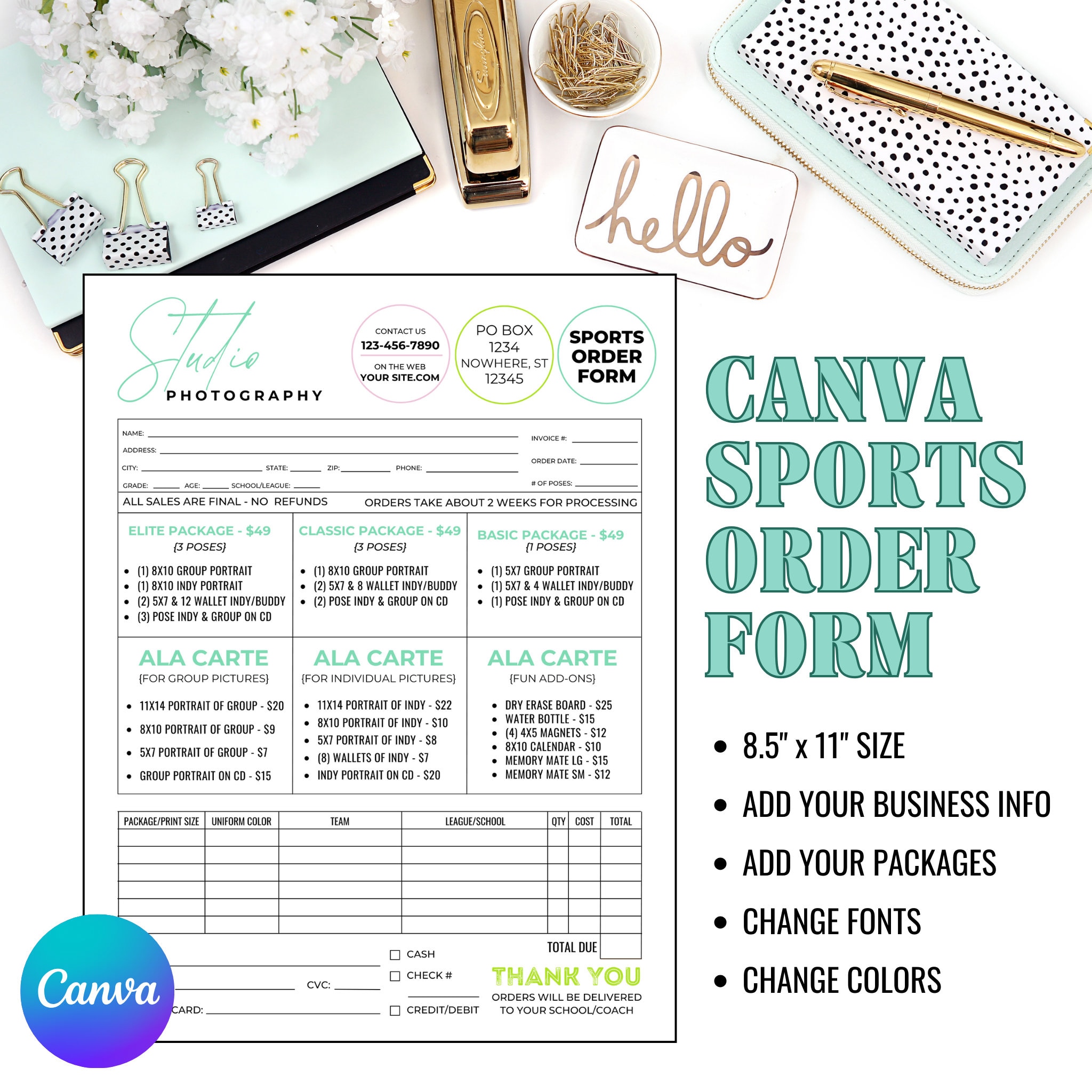 School or League Sports Photography Order Form Available for Immediate ...