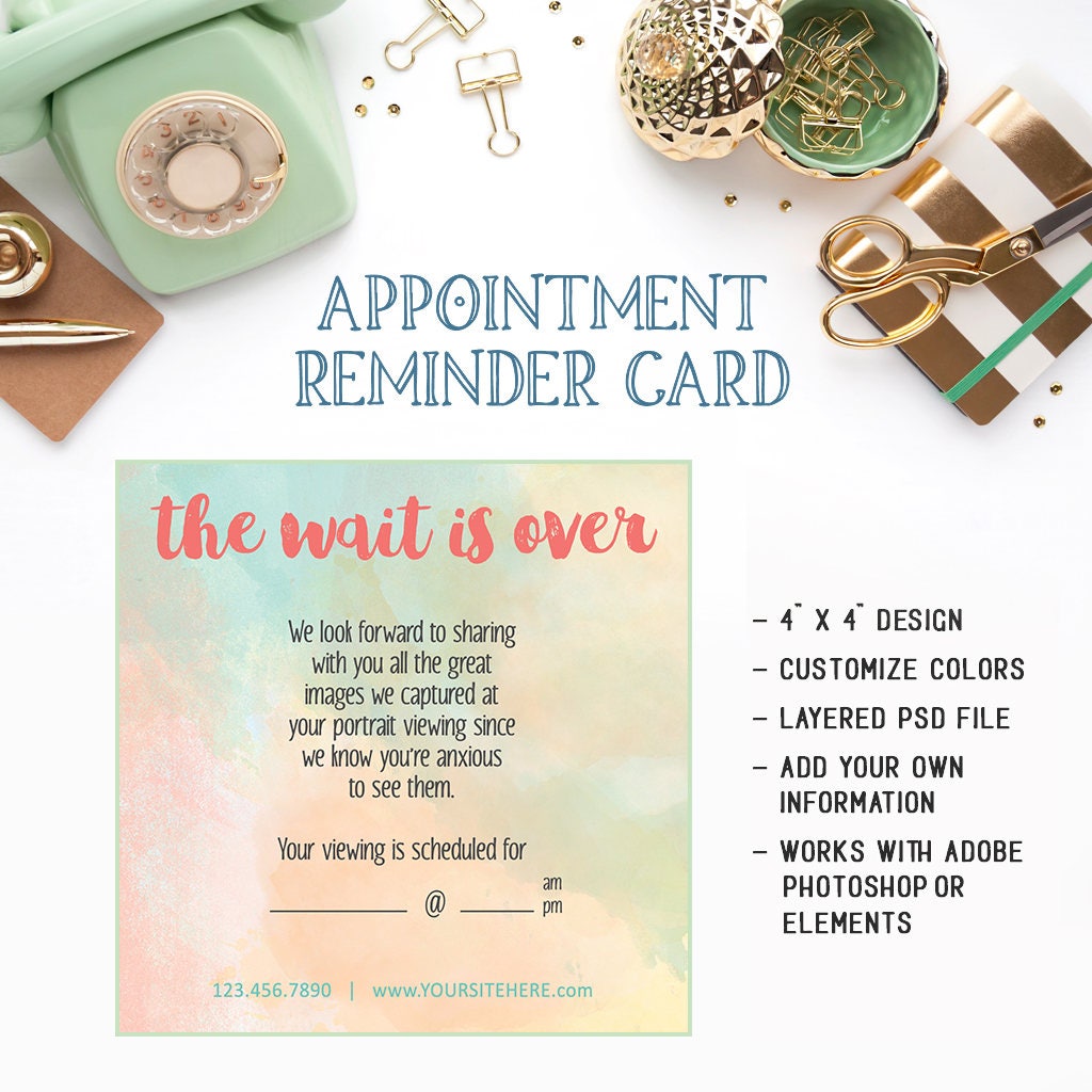 Photography Viewing 4x4 Appointment Reminder Card Available for Instant ...