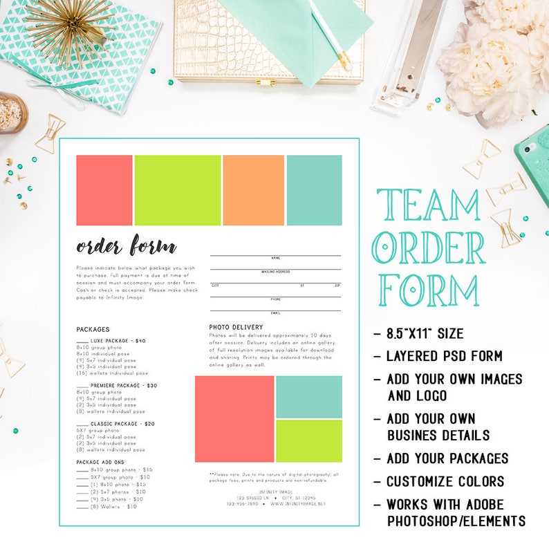 School Sports Team or League Sports Team Photography Order Form ...