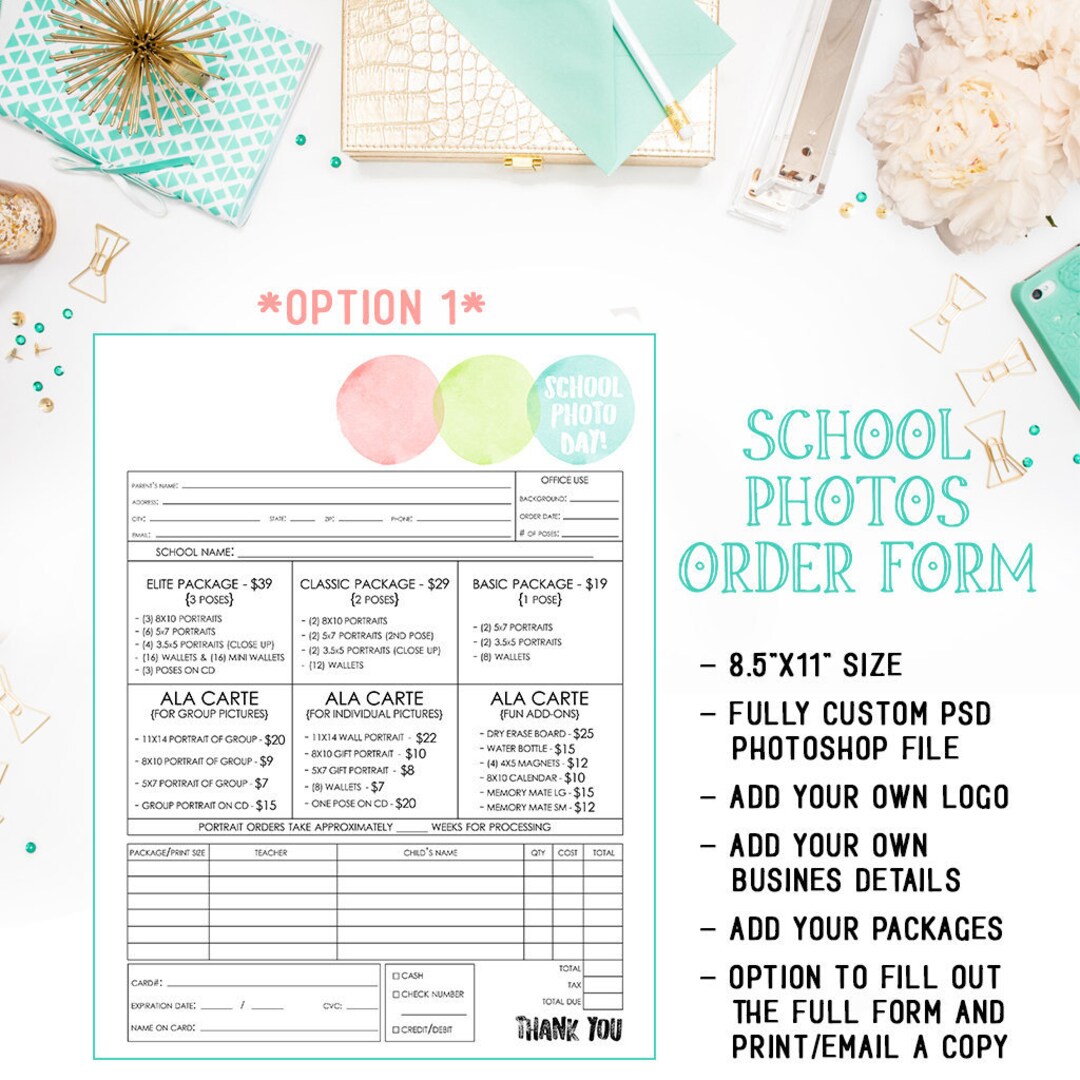 School - Preschool - Daycare Photography Order Form Template Available ...