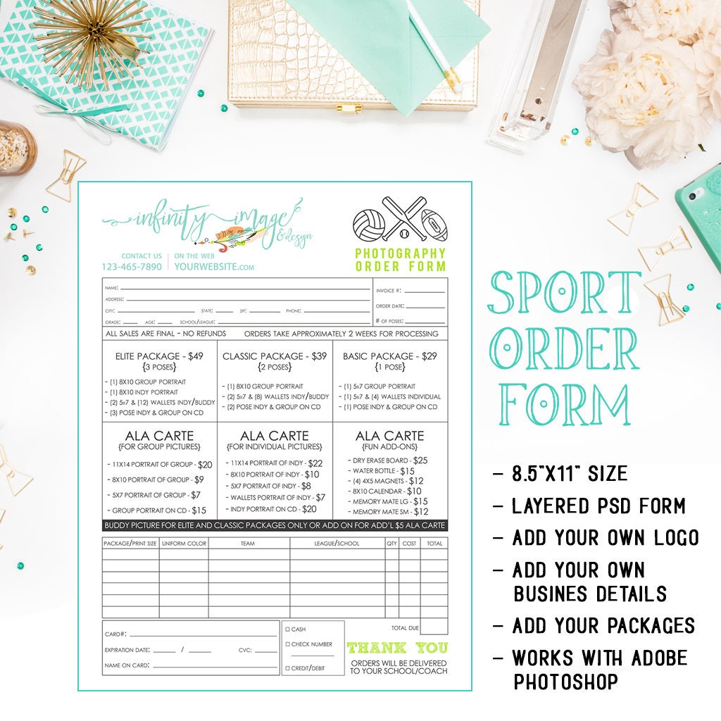 School or League Sports Photography Order Form Available for Immediate ...
