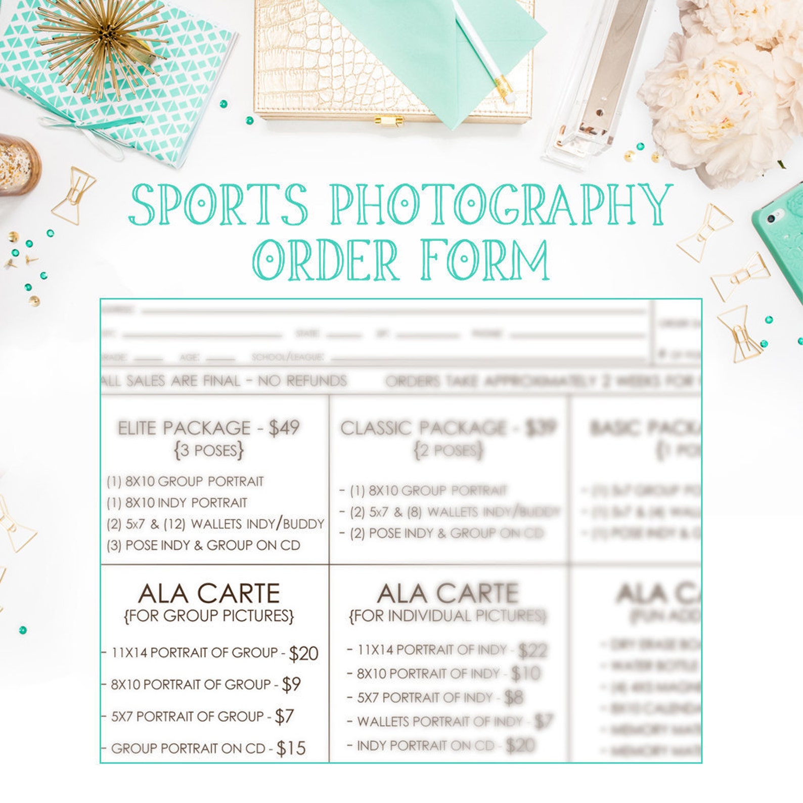 School or League Sports Photography Order Form Available for Immediate ...
