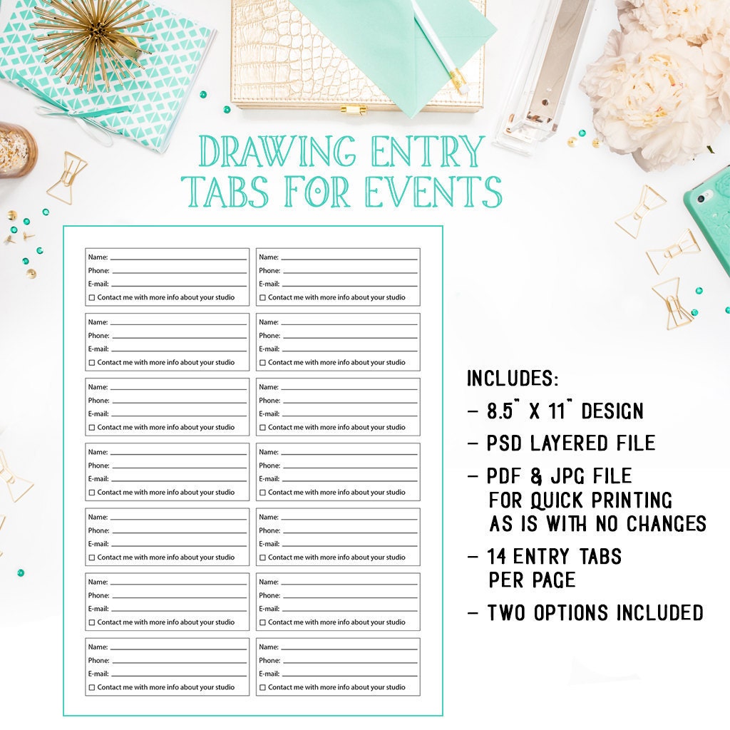 Photography Studio Drawing & Raffle Entry Tabs as A Layered Photoshop ...