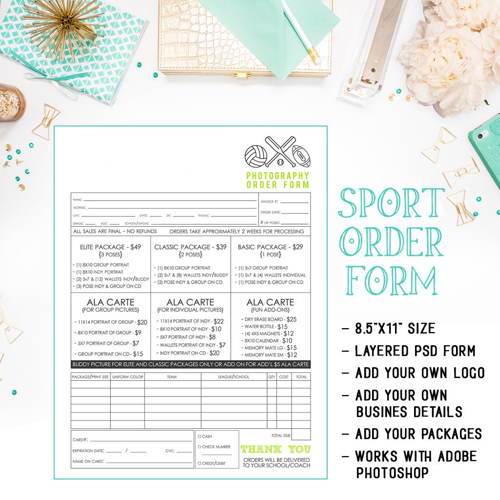 School or League Sports Photography Order Form Available for Immediate ...