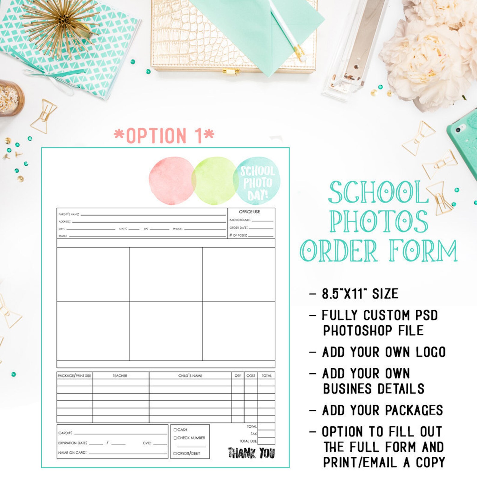 School - Preschool - Daycare Photography Order Form Template Available ...