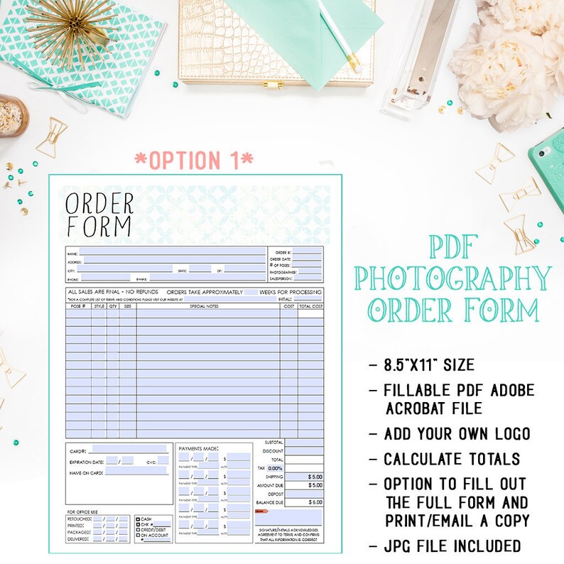 PDF General Photography Sales Order Form Template - Fillable Adobe ...