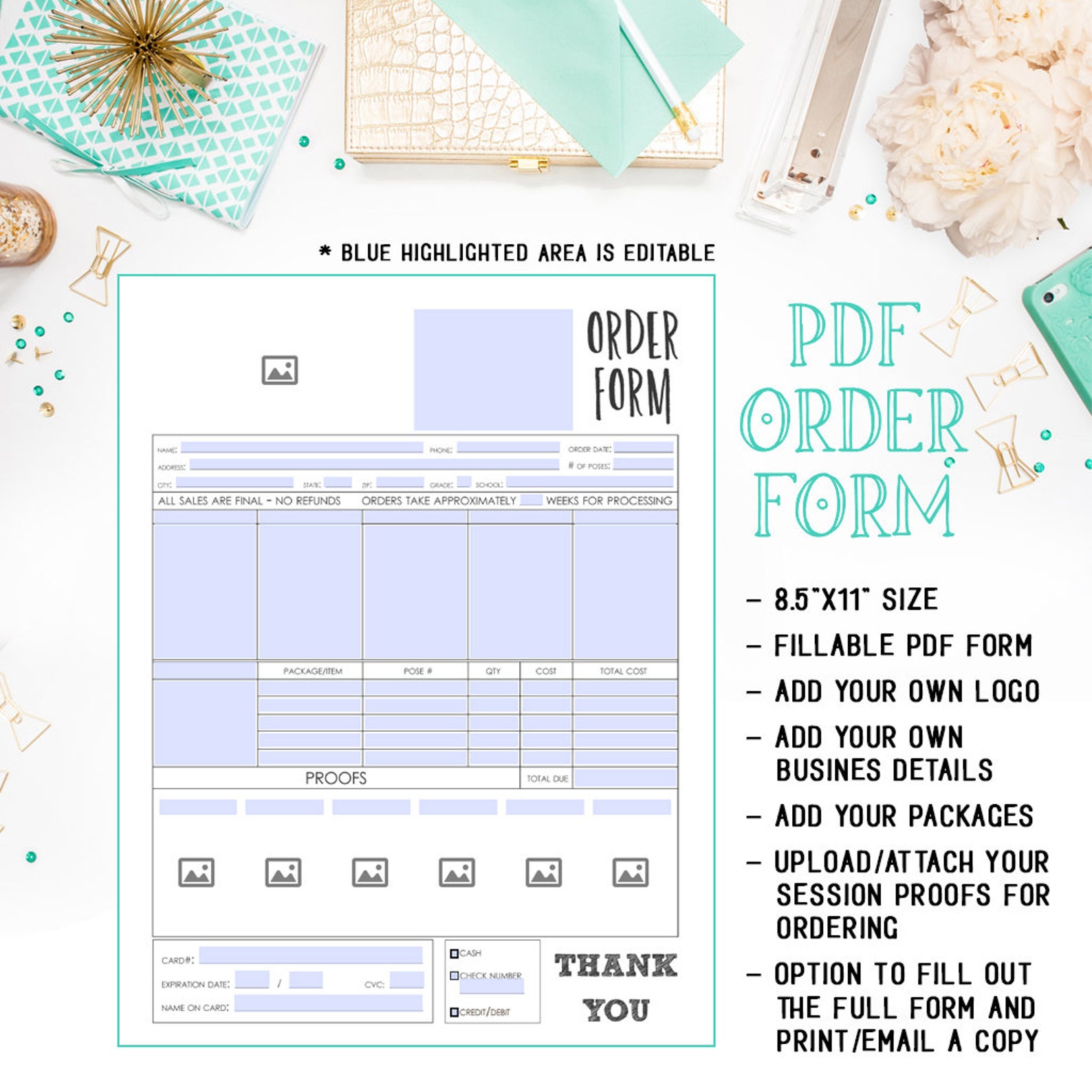 PDF School Photography Sales Order Form Template With Proof Section ...