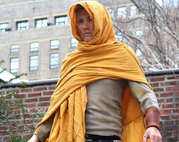 Golden Desert Wrap Cloak, Lightweight Gold Cotton Shemagh Shawl Wrap ...