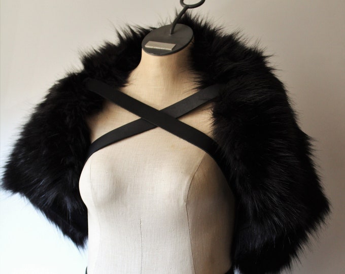 Black Fur Shoulder Mantle Leather Chest Straps Wasteland - Etsy