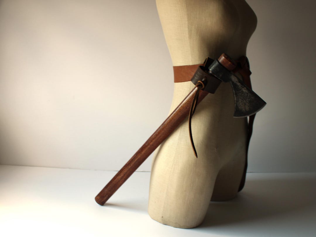 Distressed Earth Brown Leather Axe Loop, Belt Hang Utility Cuff, Hammer ...