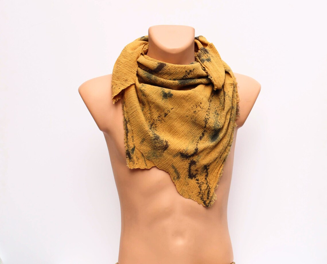 Post Apocalyptic Distressed Scarf Splatter Dyed Gold Bandana - Etsy