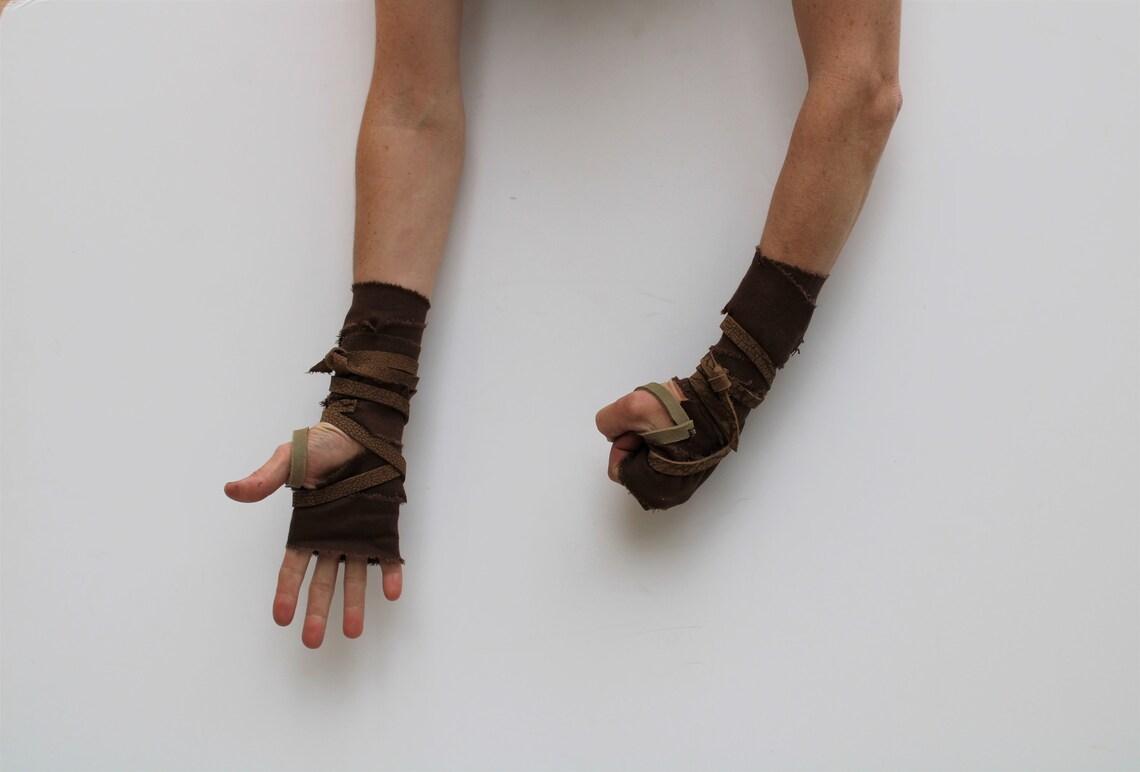 Distressed Brown Cotton Hand Wraps Primitive Leather Fist - Etsy