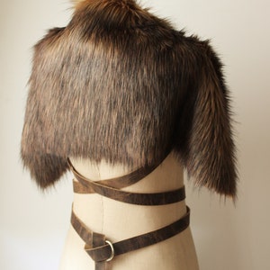 Chestnut Brown Imitation Wolf Fur Leather Chest Fur Mantle - Etsy