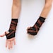 Distressed Charcoal Cotton Hand Wraps, Primitive Leather Fist Wraps ...