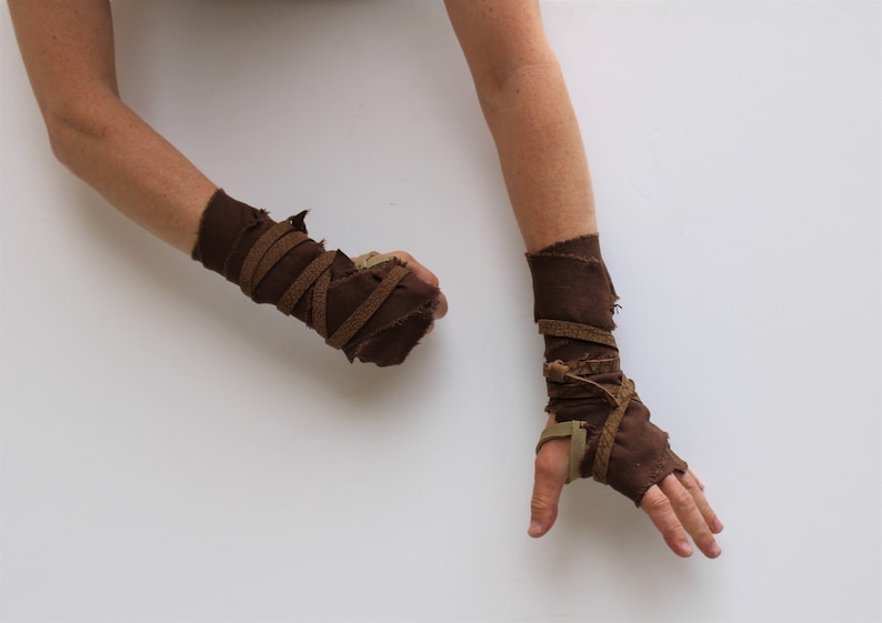Distressed Brown Cotton Hand Wraps Primitive Leather Fist - Etsy