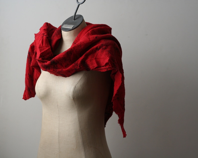 Post Apocalyptic Distressed Scarf, Splatter Red Shoulder Wrap, Ragged ...
