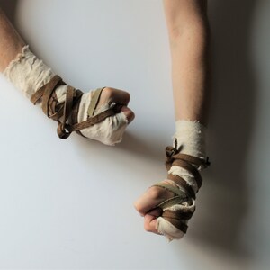 Distressed Undyed Cotton Hand Wraps Primitive Leather Fist - Etsy