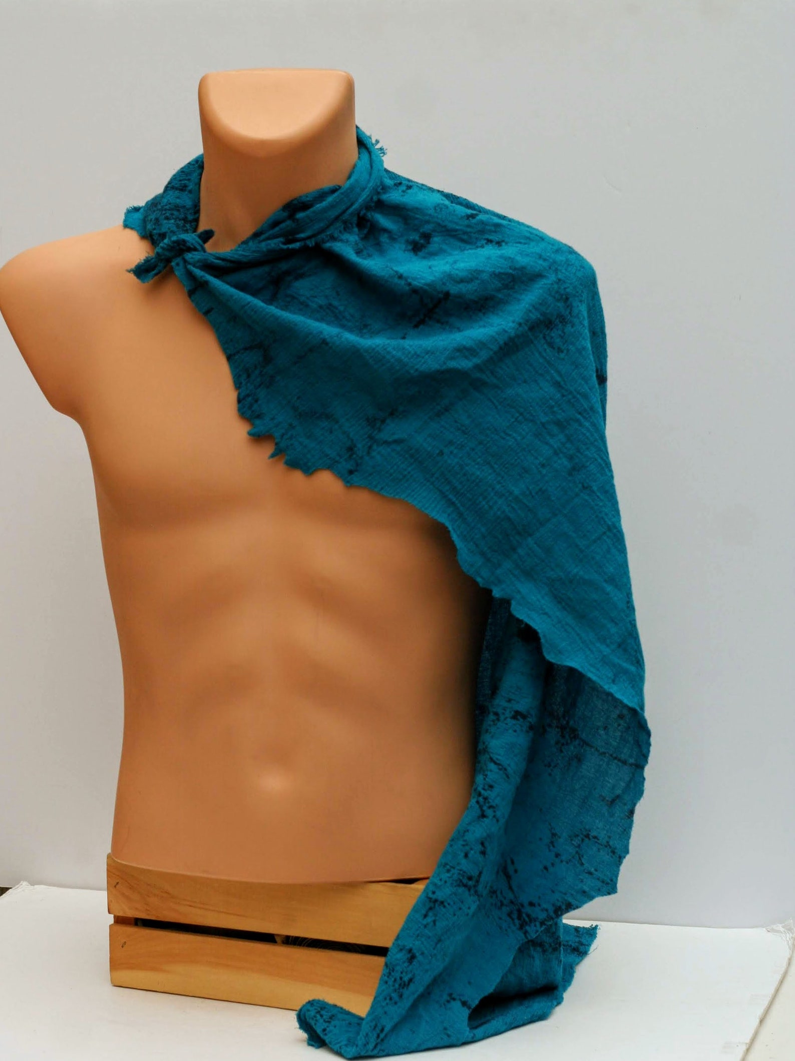 Distressed Small Shawl Splatter Blue Shoulder Wrap Ragged | Etsy