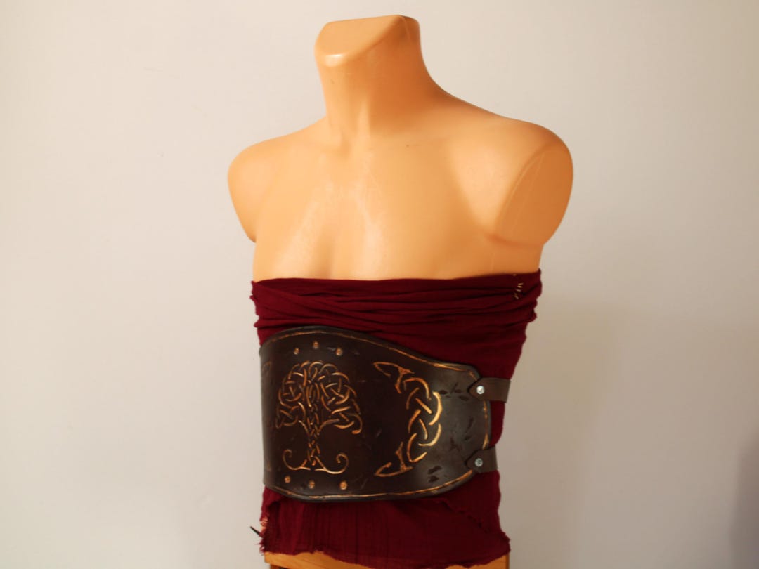 Distressed Heavy Leather Gladiator War Belt, Leather Waist Armor With ...