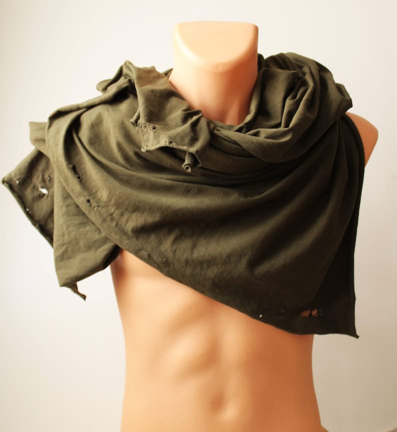 Post Apocalyptic Shawl Wrap, Drab Green Dystopian Cowl - Etsy