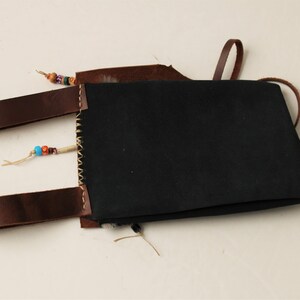 Primitive Distressed Suede Leather Hip Bag, Stitched Lightweight ...