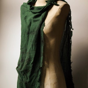 Distress Dyed Cotton Shawl Wrap Shemagh, Dark Green Drape, Wasteland ...