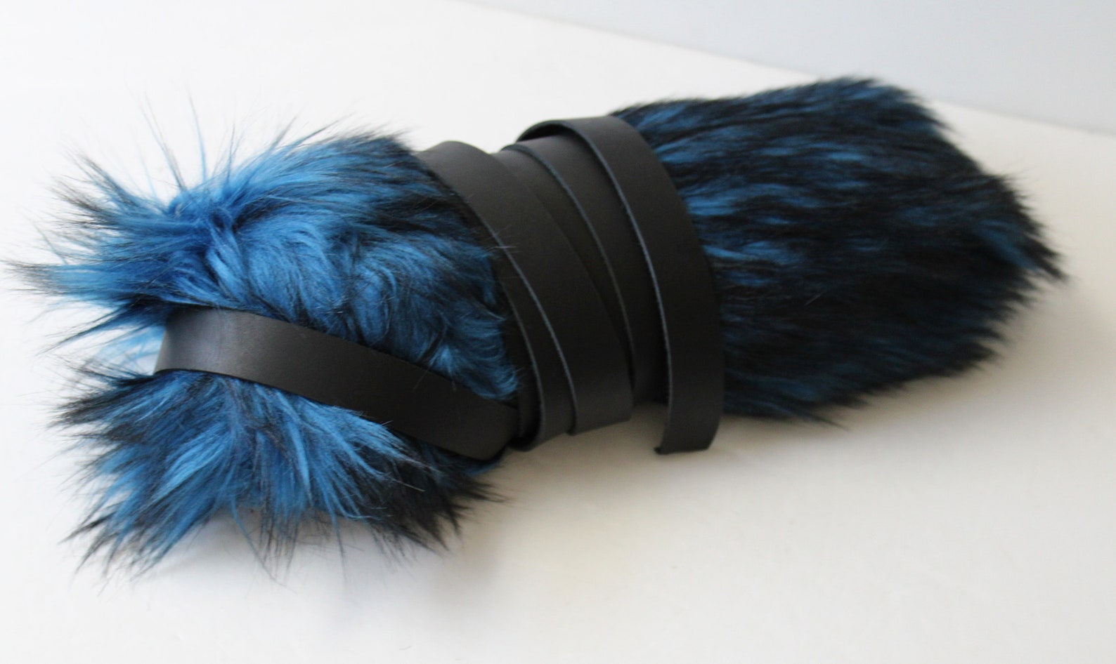 Blue Black Wolf Fur Mantle Leather Strap Barbarian Fur Collar - Etsy