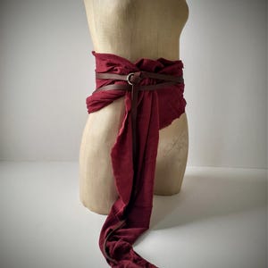 Distressed Leather and Cotton Waist Wrap Belt: Gladiator Viking Sash ...