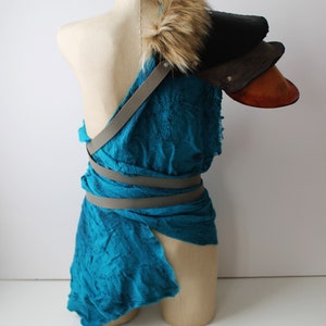 Distressed Leather Shoulder Slim Armor Pauldron, Cotton Shawl ...