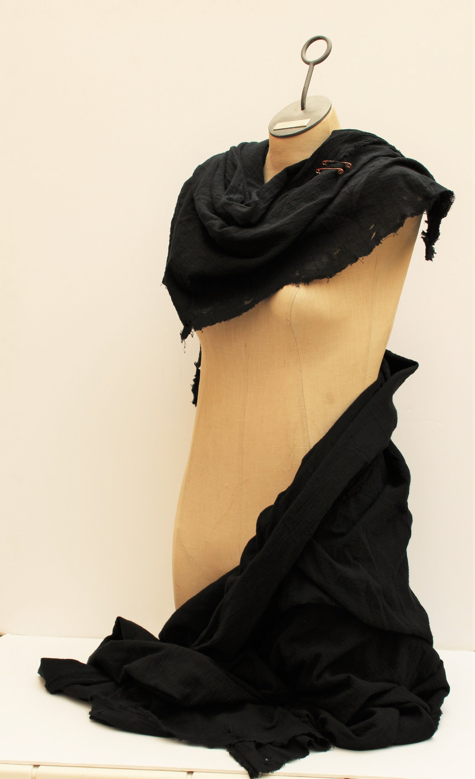 Distressed Black Wrap Cloak, Lightweight Cotton Shawl, Post Apocalyptic ...