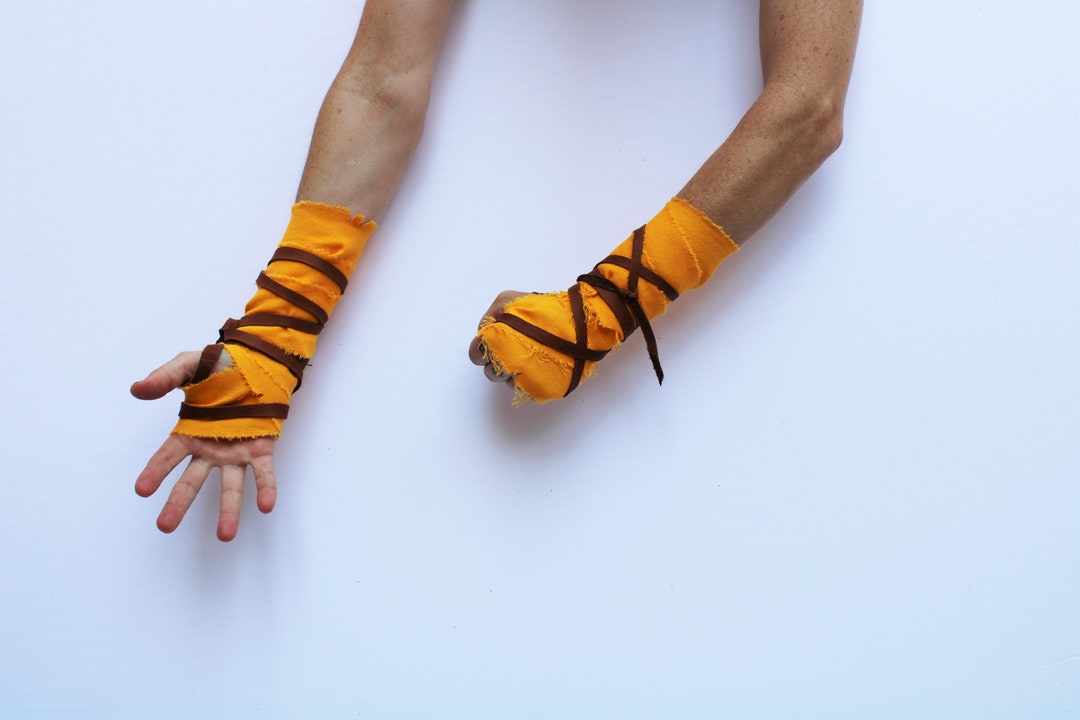 Distressed Cotton Hand Wraps, Leather Fist Wrap, Viking Gladiator ...