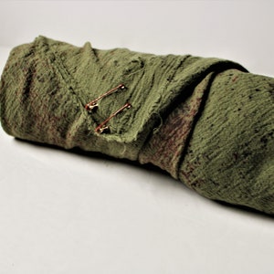 Drab Green Distress Dyed Cotton Shawl, Wasteland Shoulder Cowl ...