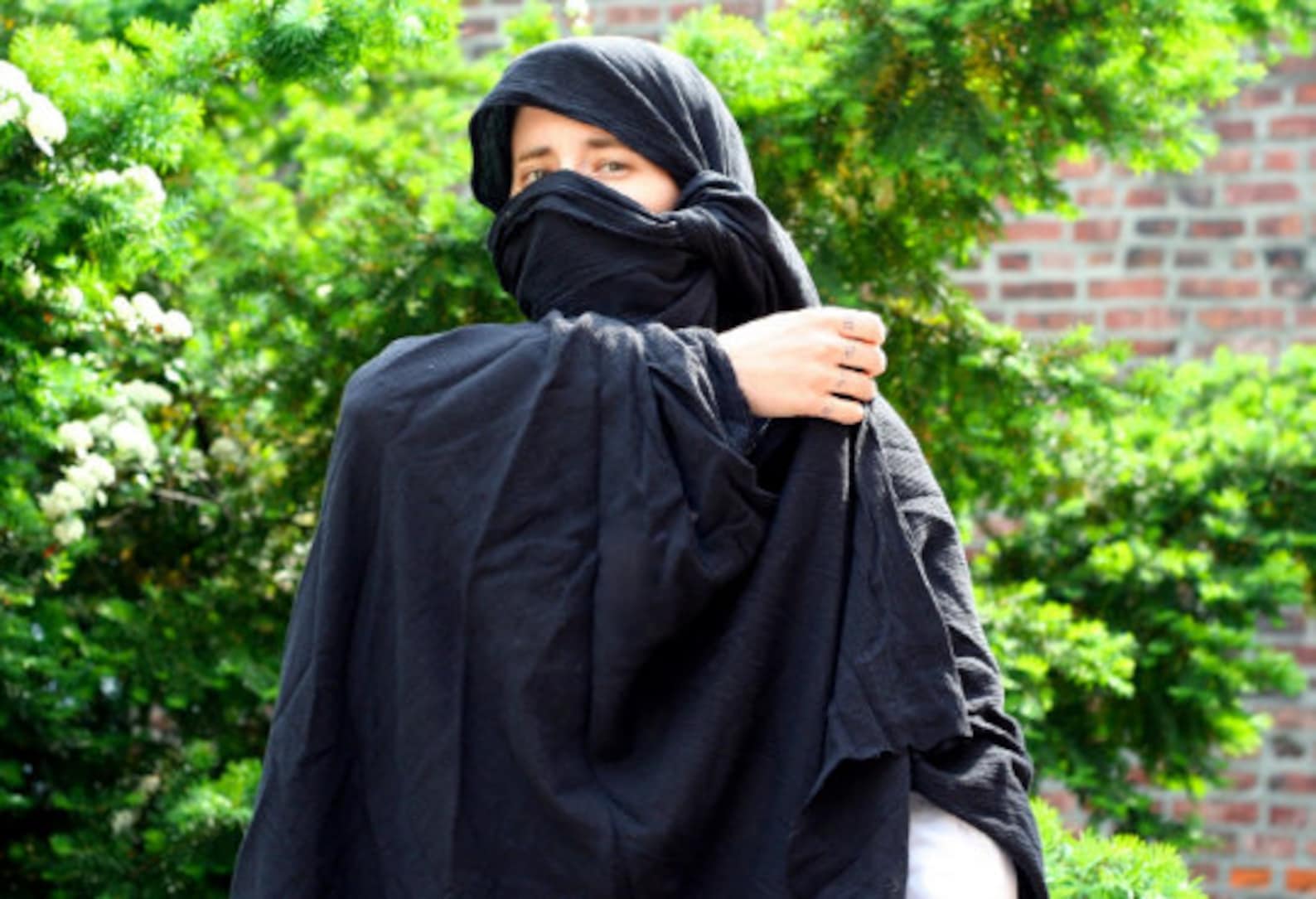 Distressed Black Wrap Cloak, Lightweight Cotton Shawl, Post Apocalyptic ...